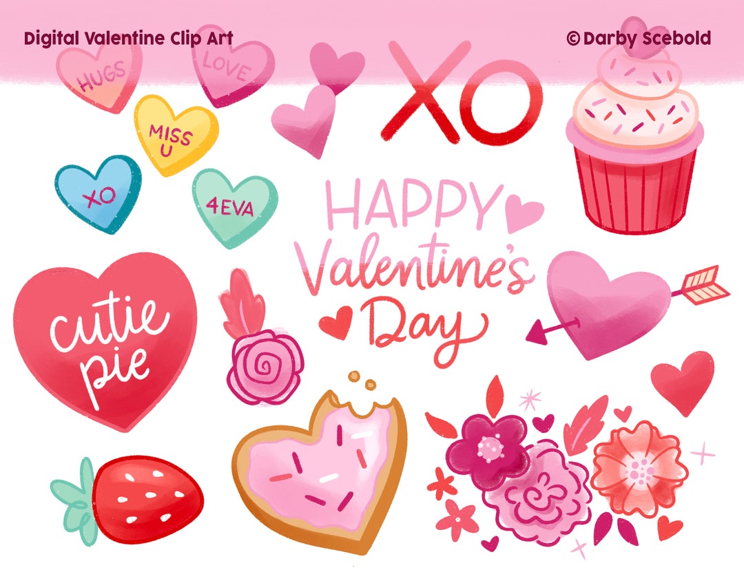 Classic Valentines Clipart Pack - Etsy