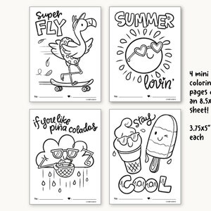 Summer Mini Coloring, Kids Coloring Book, Flamingo, Pina Coladas, Sun ...