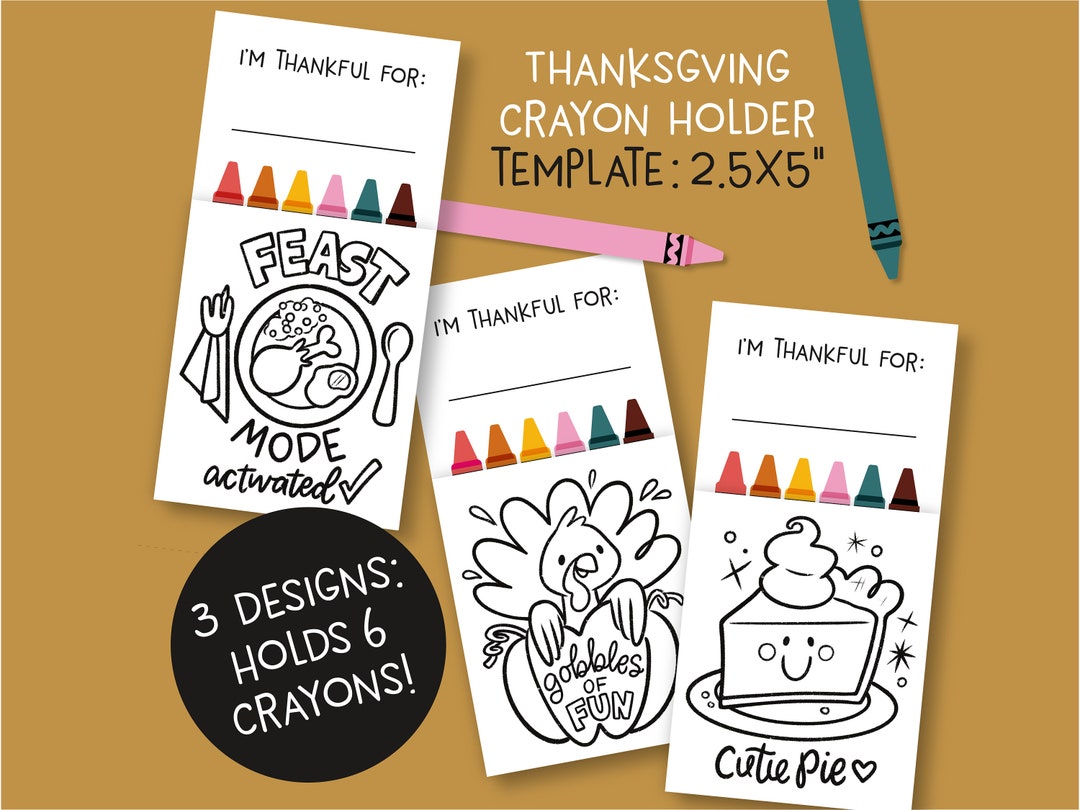 Thanksgiving Printable Crayon Holders, Autumn Coloring Pages for Kids ...