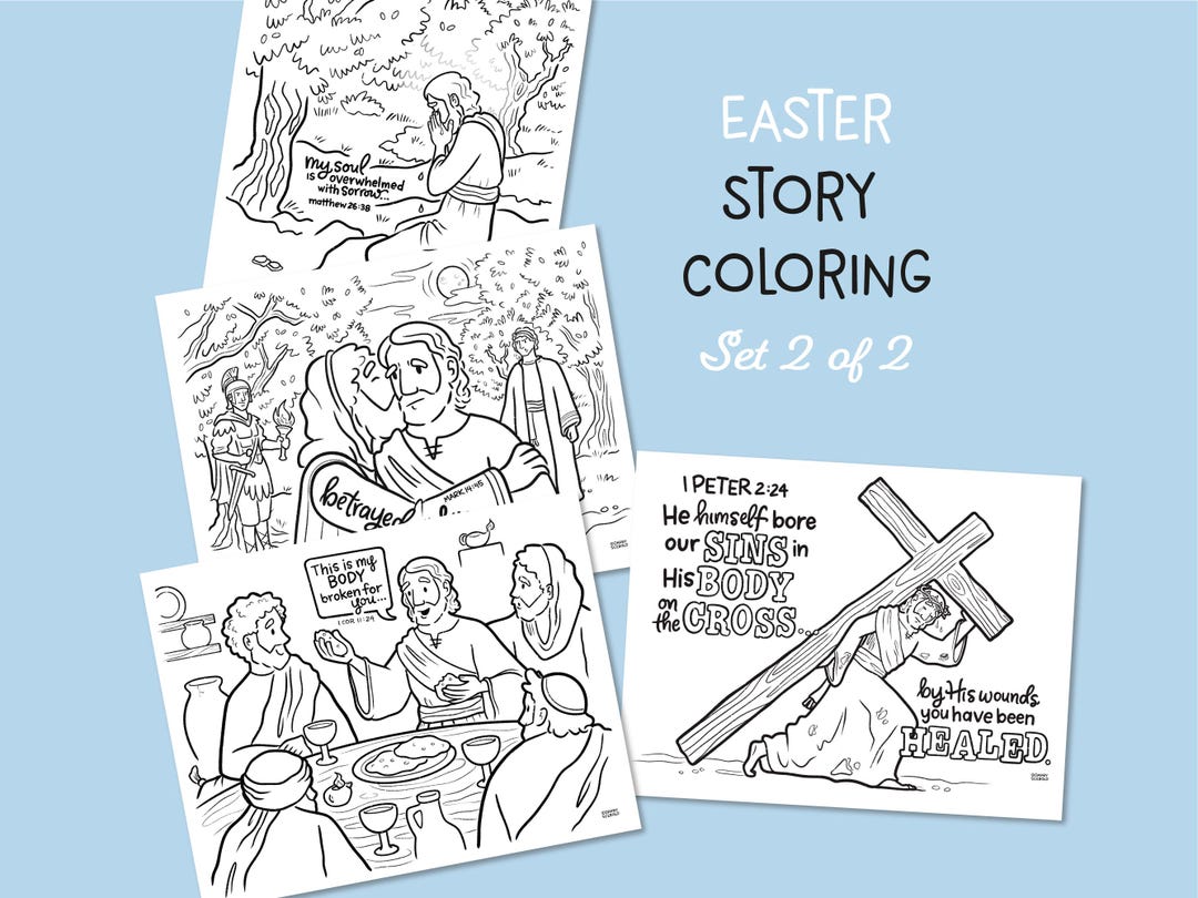 Easter Story Printable Coloring Pages | Set 2 of 2, Jesus, Risen ...