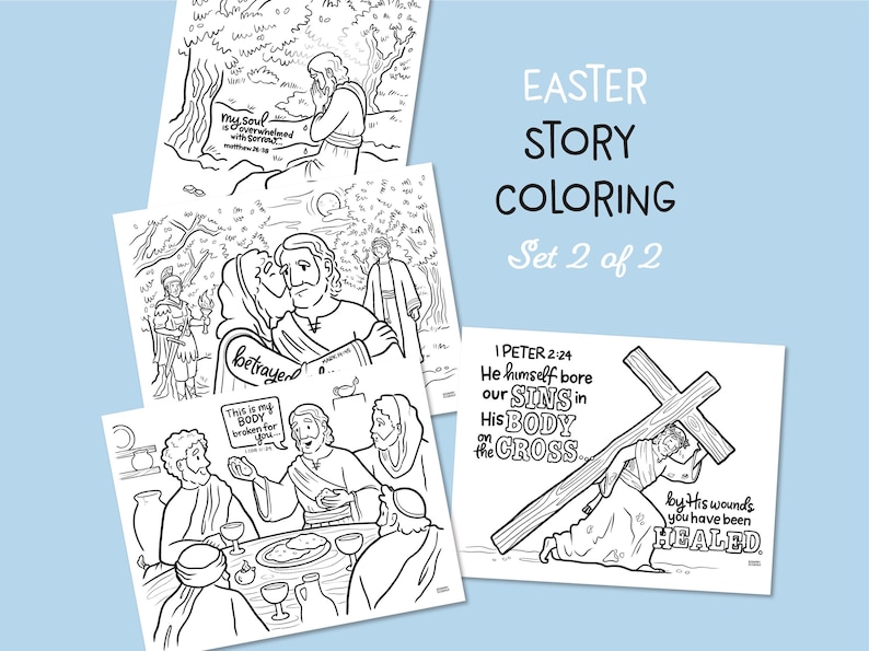 Páginas para colorear imprimibles de la historia de Pascua / Conjunto 2 ...