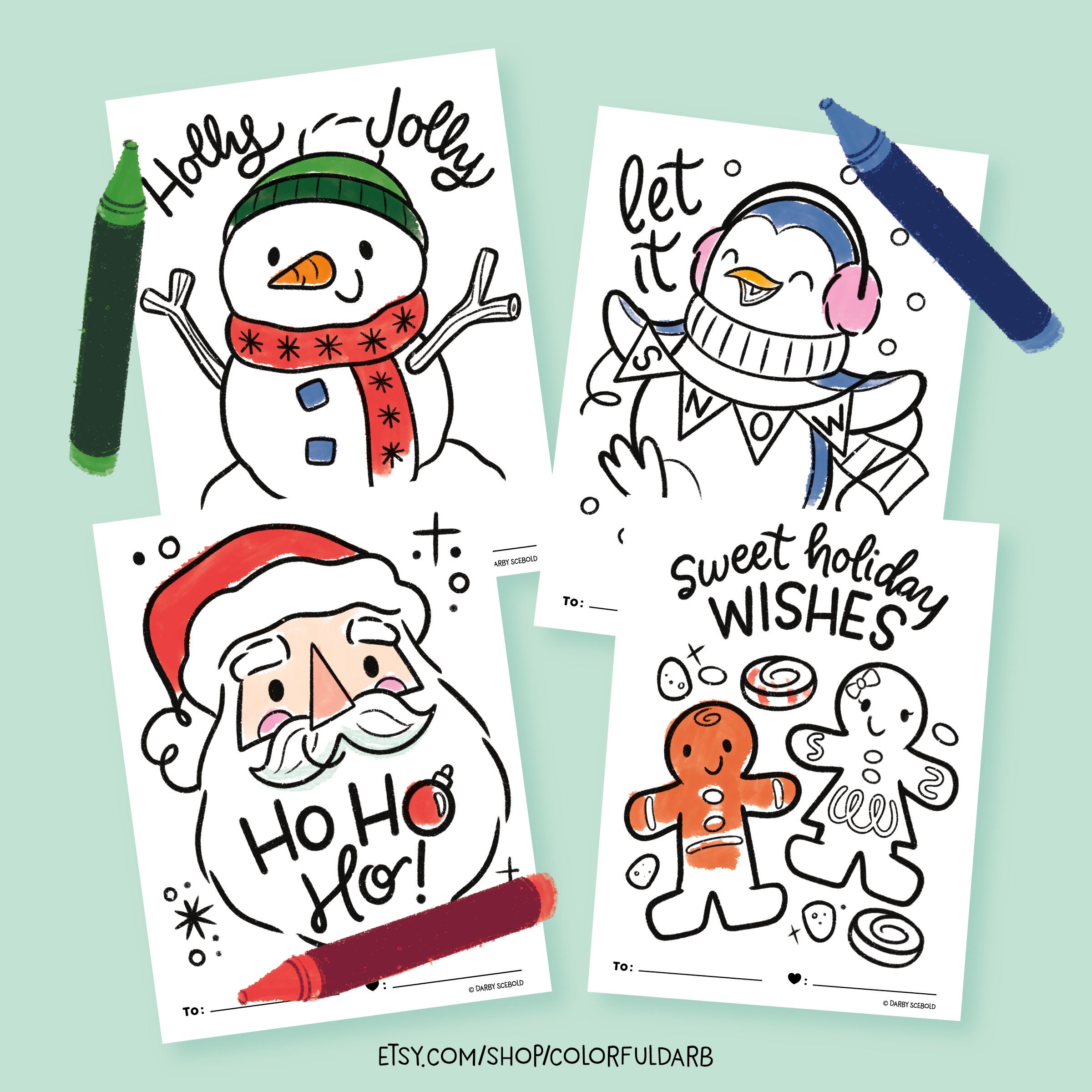 Christmas Mini Coloring Sheets - Etsy