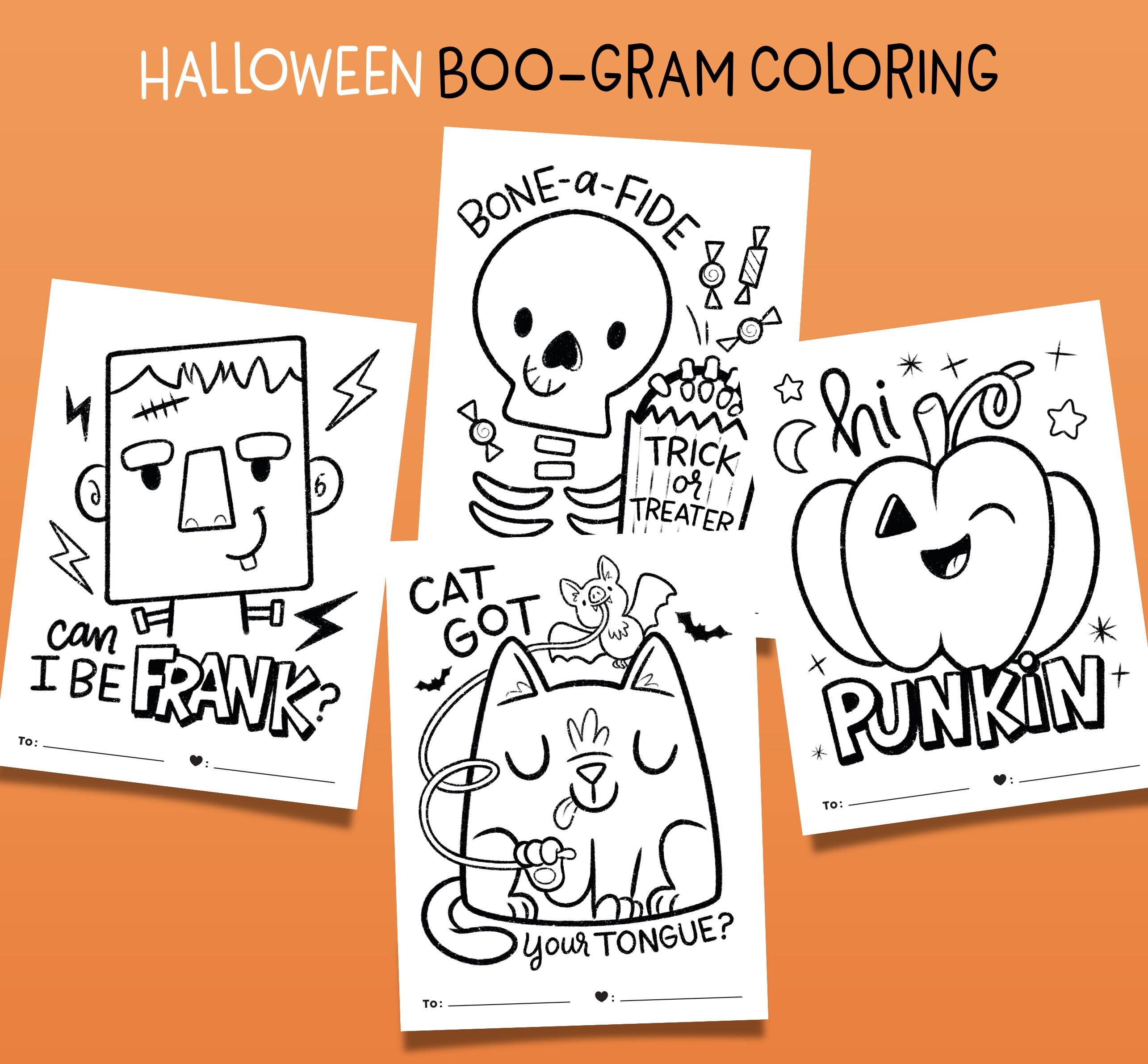 Halloween Boo-gram Mini Coloring Sheets - Etsy