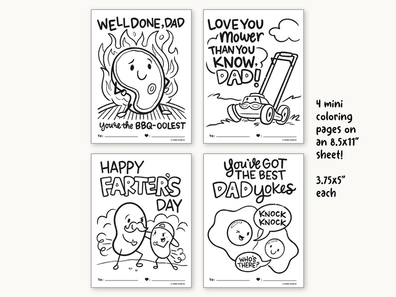 Father's Day Puns Mini Coloring Sheet, Coloring Book for Kids, Dad ...