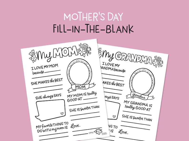 Mother's Day Fill-in-the-blank Set | Mom, Mommy, Survey, Questionnaire ...