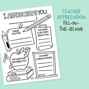 Teacher Appreciation Fill-in-the-blank | Questionnaire, Question and ...