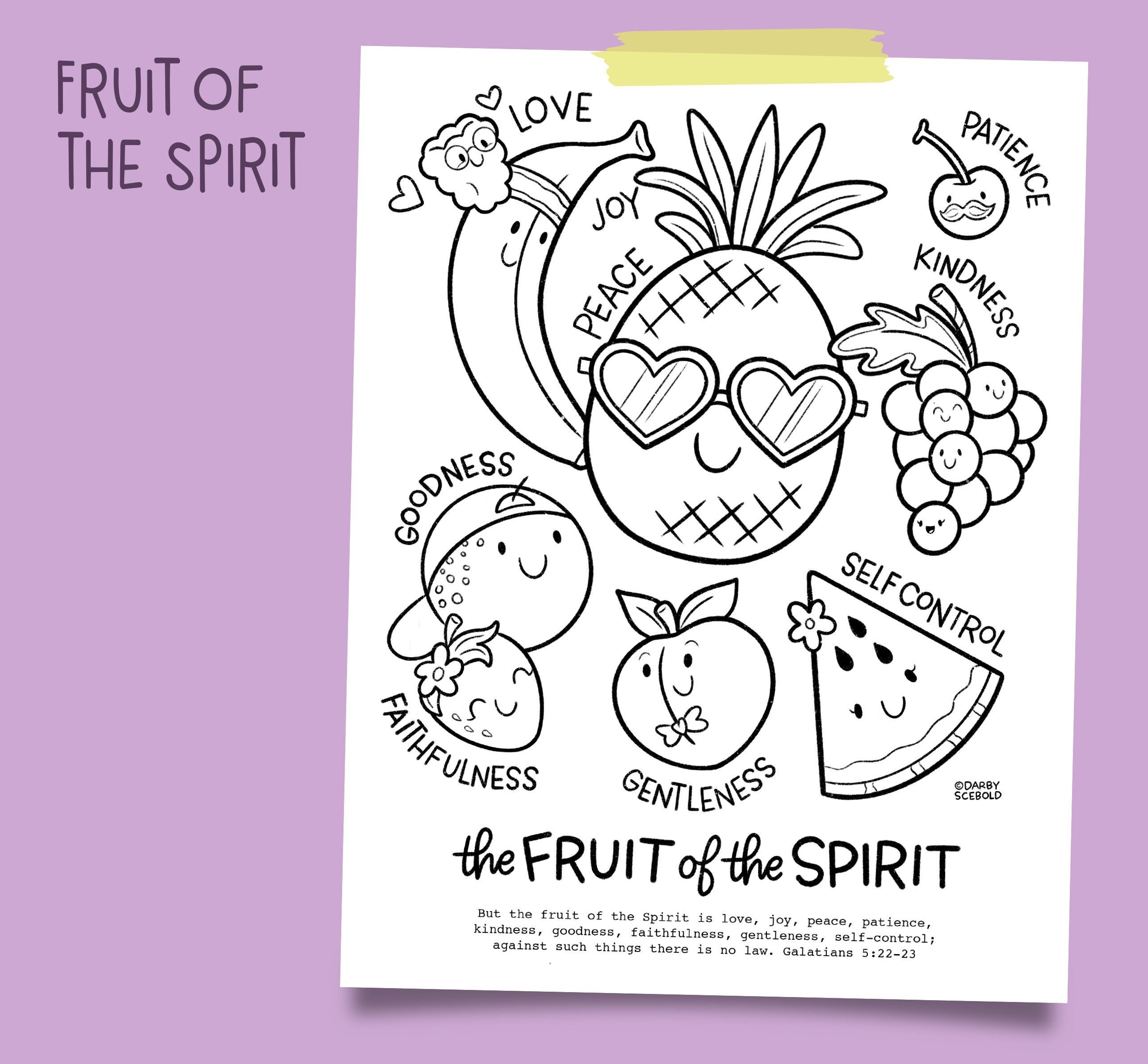 Fruit of the Spirit Coloring Sheet - Etsy
