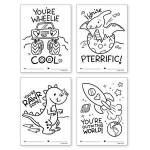 Boy Coloring Valentines Day Cards / Printable DIY Card / Valentines for ...