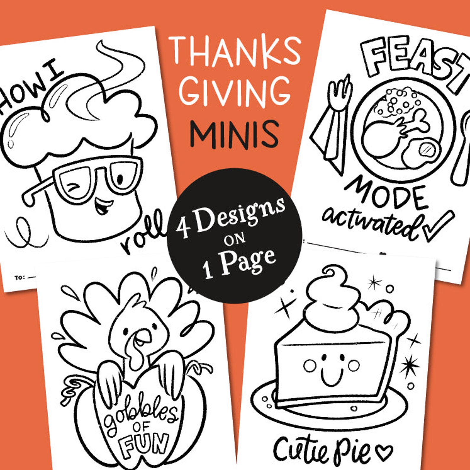 Thanksgiving Printable Mini Coloring Page, Coloring Book for Kids ...