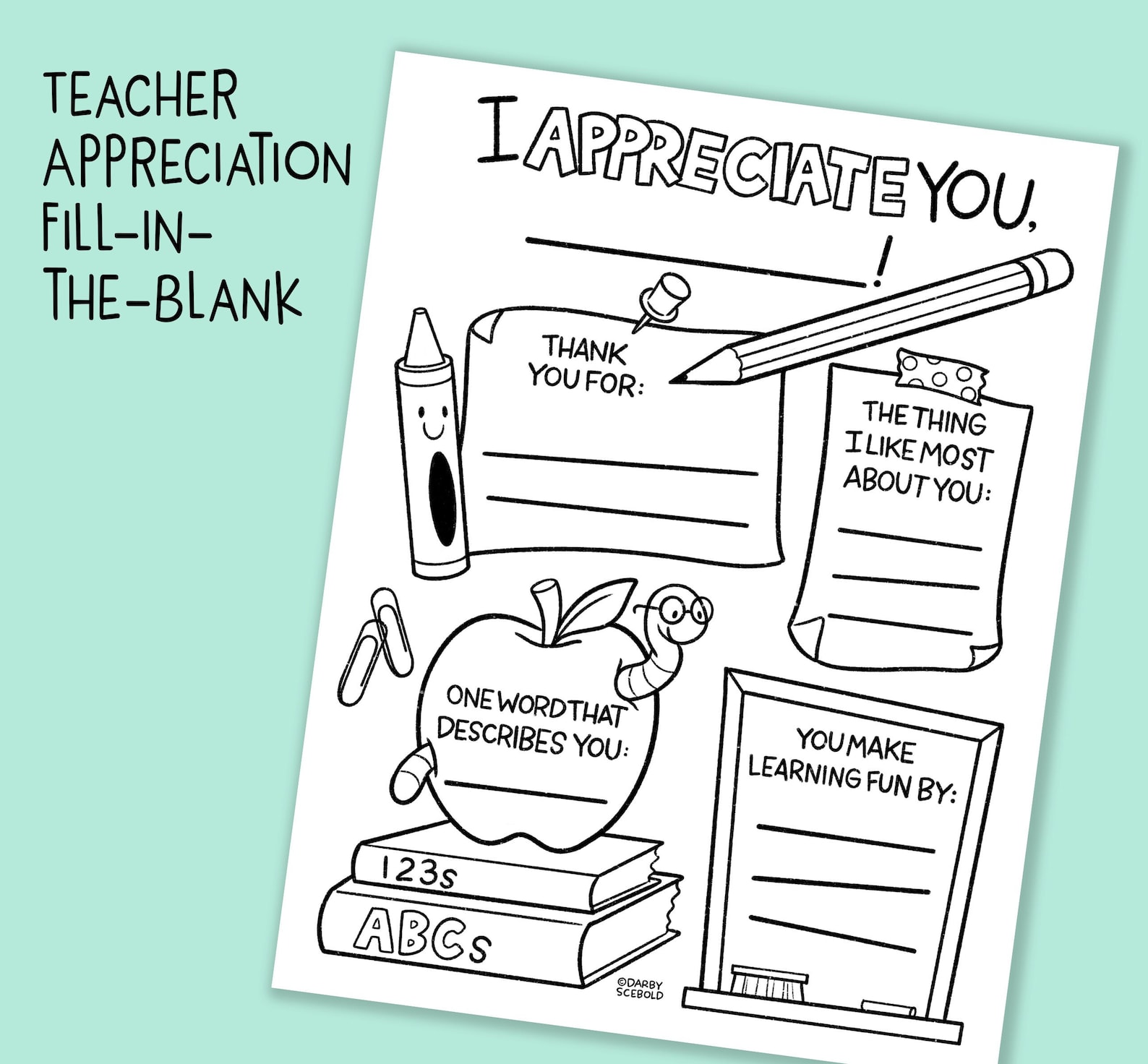Teacher Appreciation Fill-in-the-blank - Etsy
