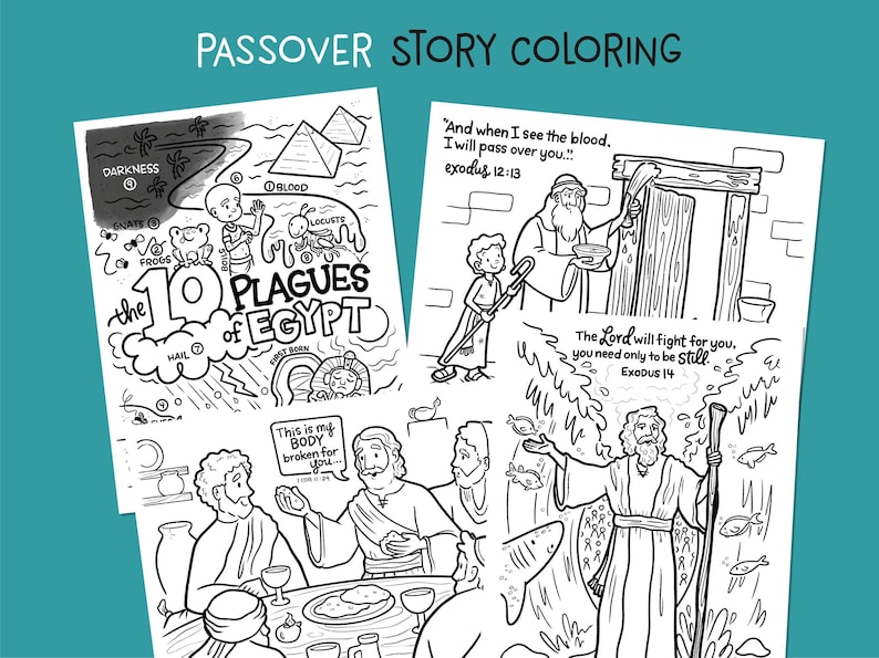Passover Story Printable Coloring Pages | the Exodus, Moses, Jesus, the ...