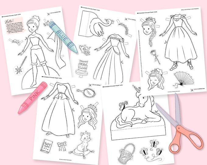 DIGITAL FILE Color Your Own Princess Paper Doll - Etsy Canada