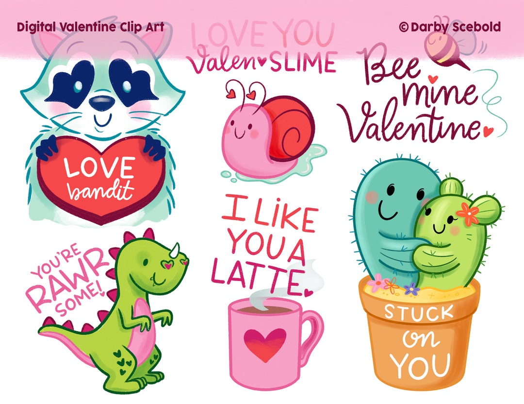 Critter Valentines Clipart Pack - Etsy