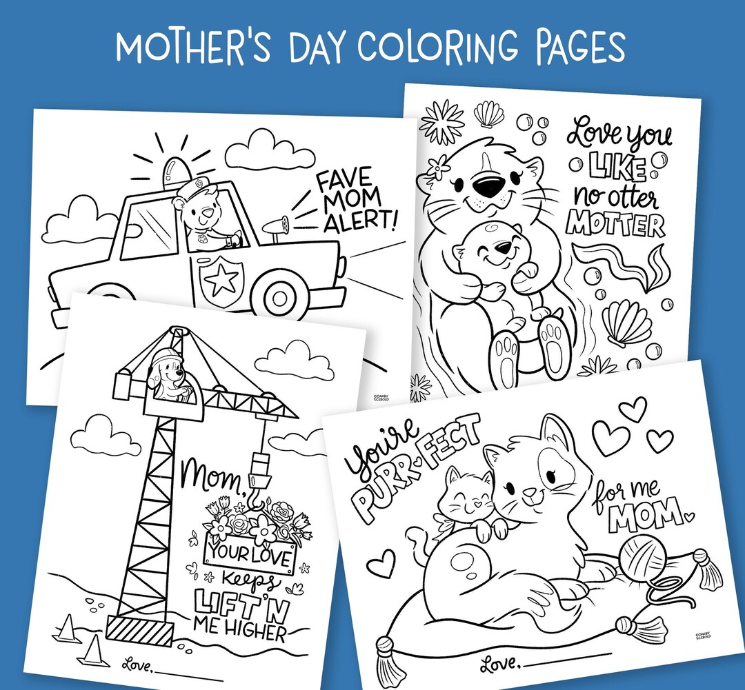 Mother's Day Printable Coloring Pages - Etsy