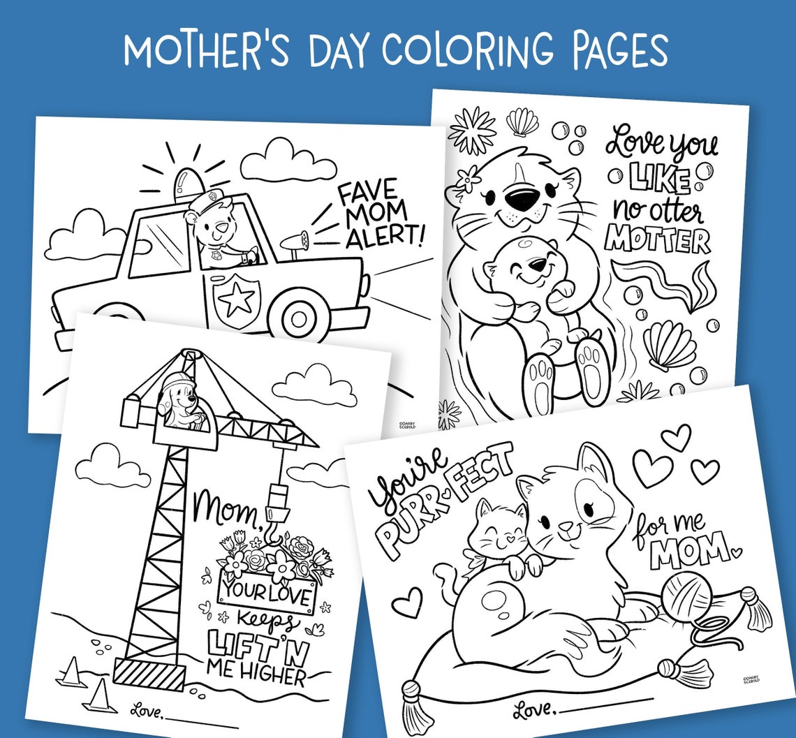 Mother's Day Printable Coloring Pages - Etsy