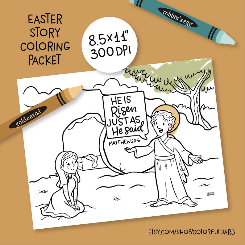 Easter Story Printable Coloring Pages - Etsy