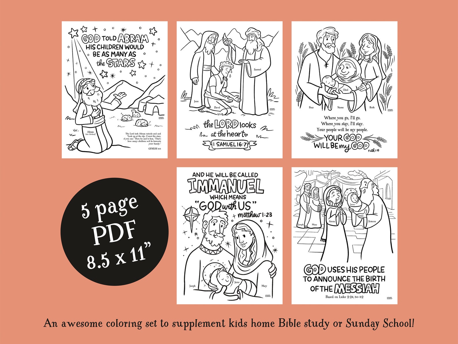 Jesus Lineage Bible Coloring Pages for Kids, Scripture Color, Bible ...