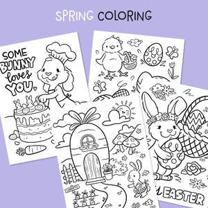 Spring/easter Bunny Printable Coloring Pages | Bunnies, Chicks, Easter ...