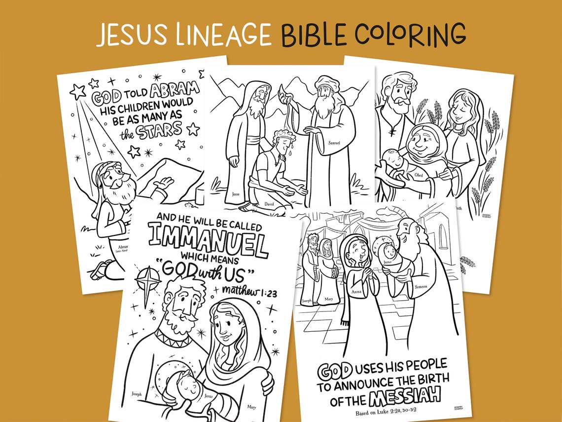 Jesus Lineage Bible Coloring Pages for Kids, Scripture Color, Bible ...