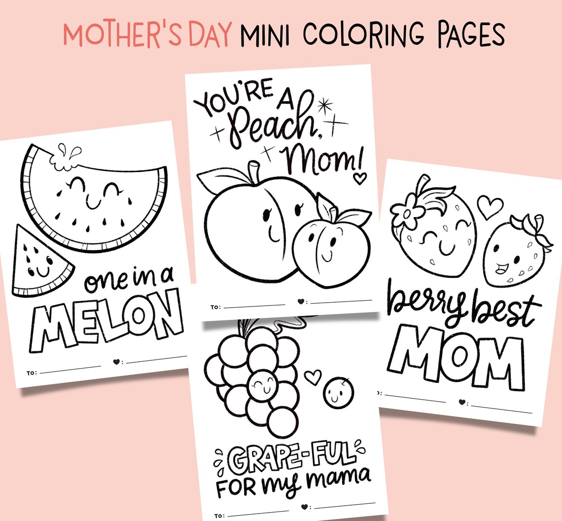 Mother's Day Mini Coloring Sheet - Etsy