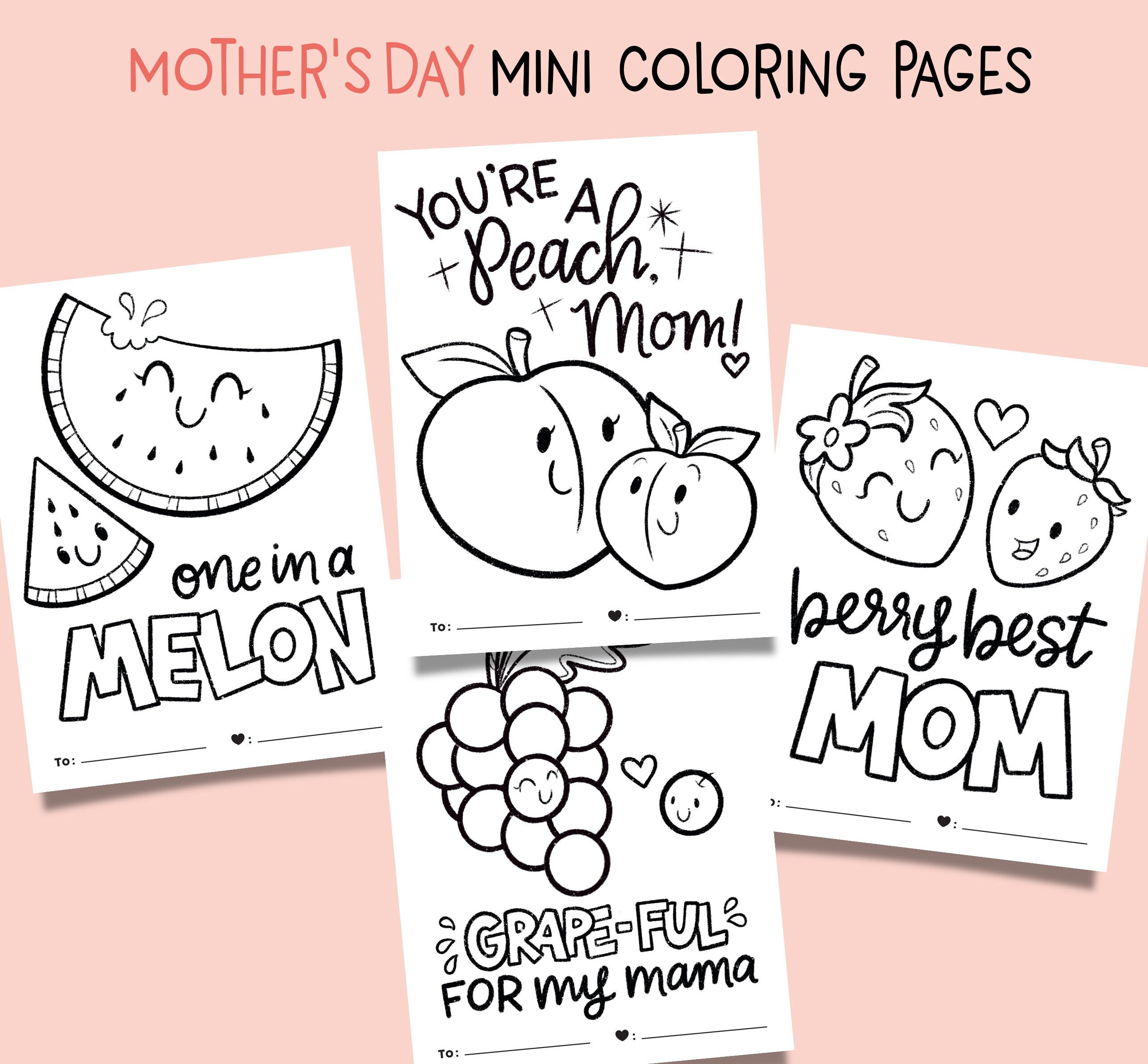 Mother's Day Mini Coloring Sheet - Etsy