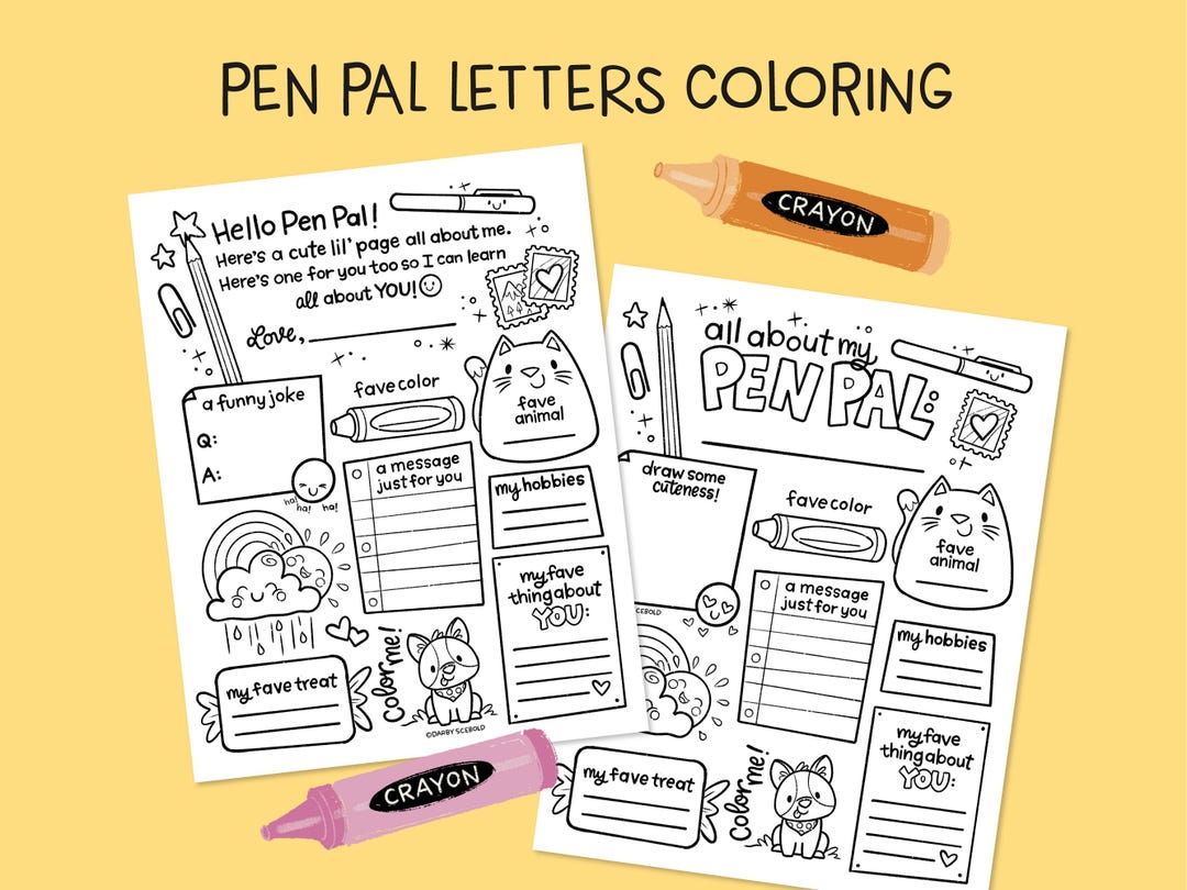 Printable Pen Pal Coloring Pages for Kids | All About Me & All About My ...