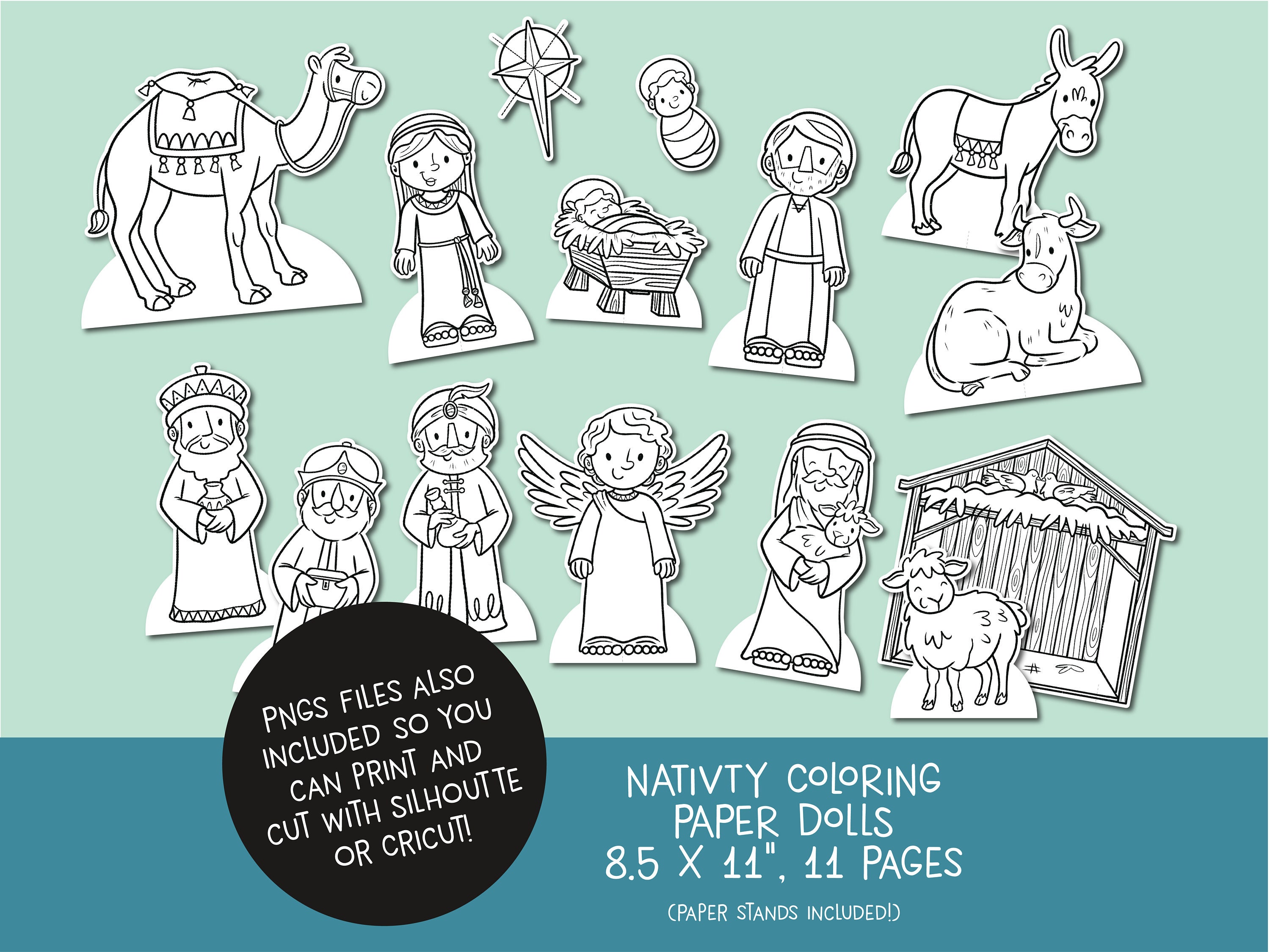 Christmas Nativity Paper Dolls, Nativity Printable Coloring Pages ...