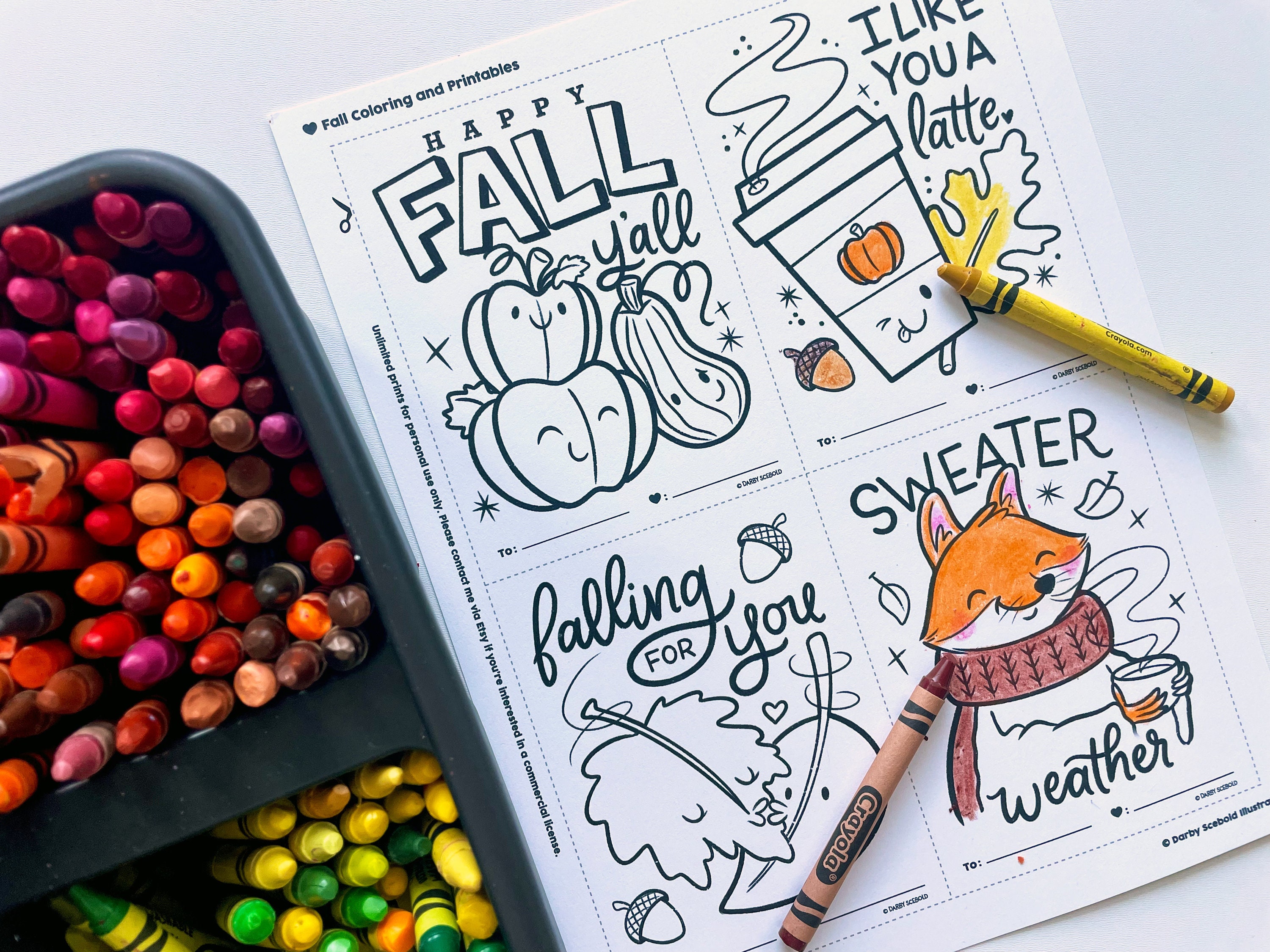 Fall-gram Mini Coloring Sheet: 4 Miniature Designs on 1 Full Page - Etsy