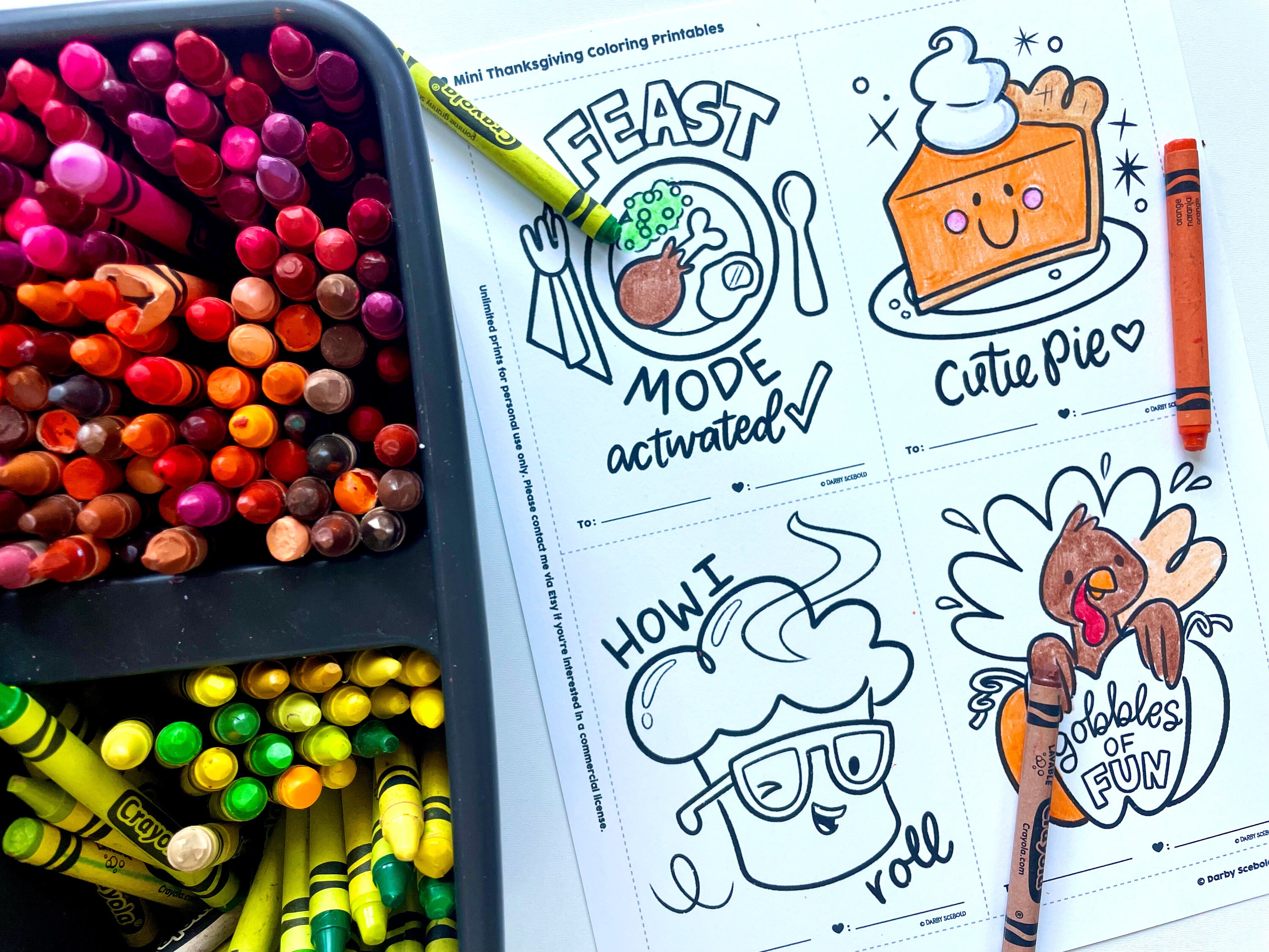 Thanksgiving Printable Mini Coloring Page, Coloring Book for Kids ...