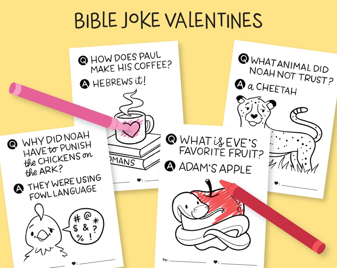 Coloring Valentines Printables, Bible Jokes, Valentine's Day - Etsy