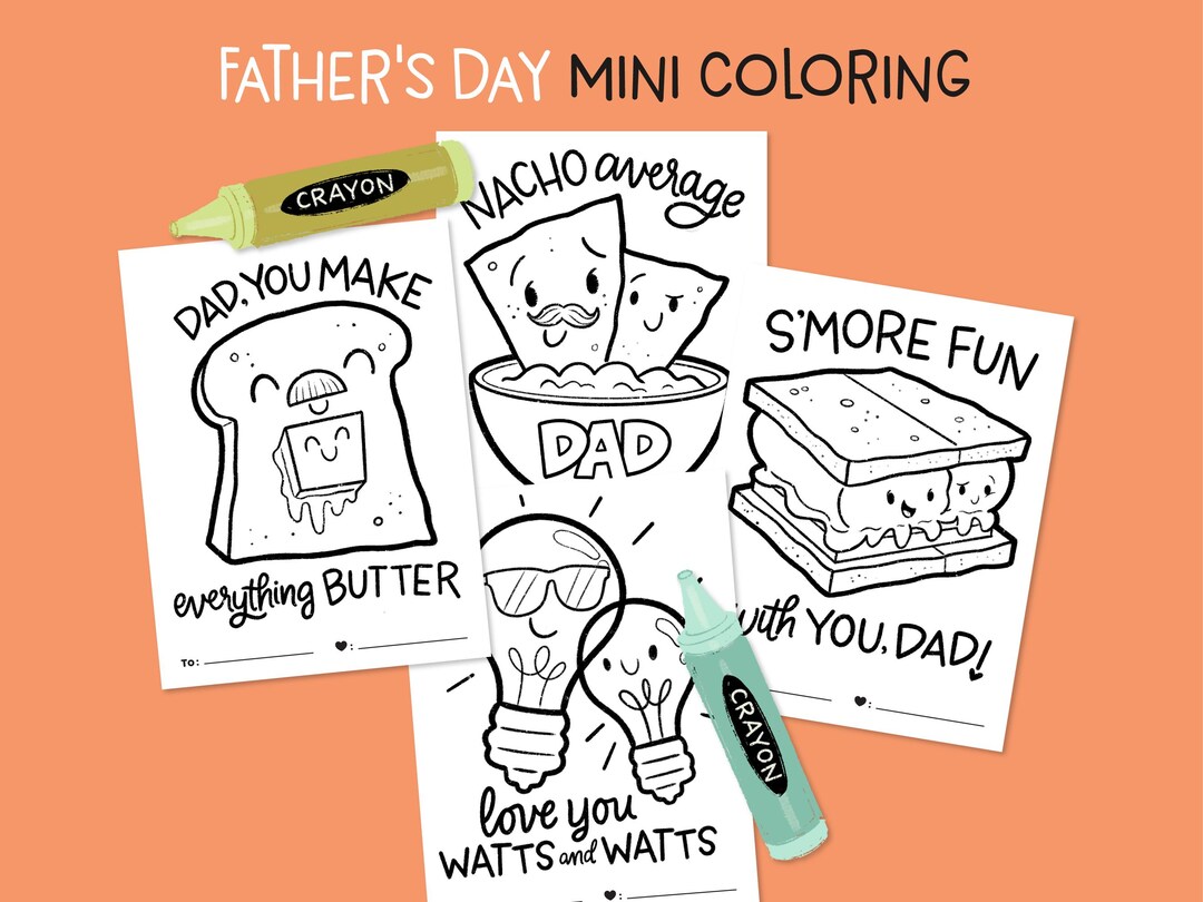 Father's Day Mini Coloring Sheet | Thank You Cards for Dad, Gift Tags ...