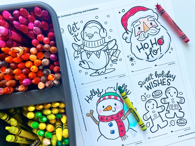 Christmas Mini Coloring Sheets - Etsy