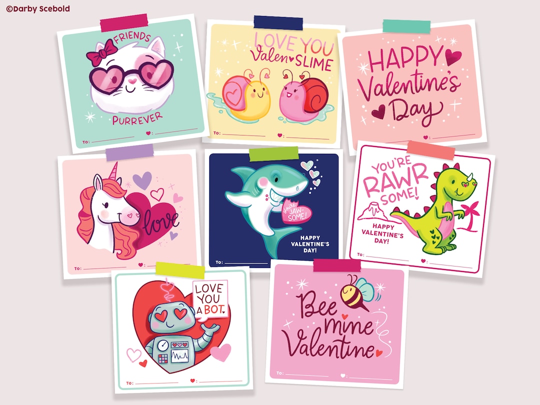 Printable Valentine Cards Instant Download Valentine's Day Cards ...