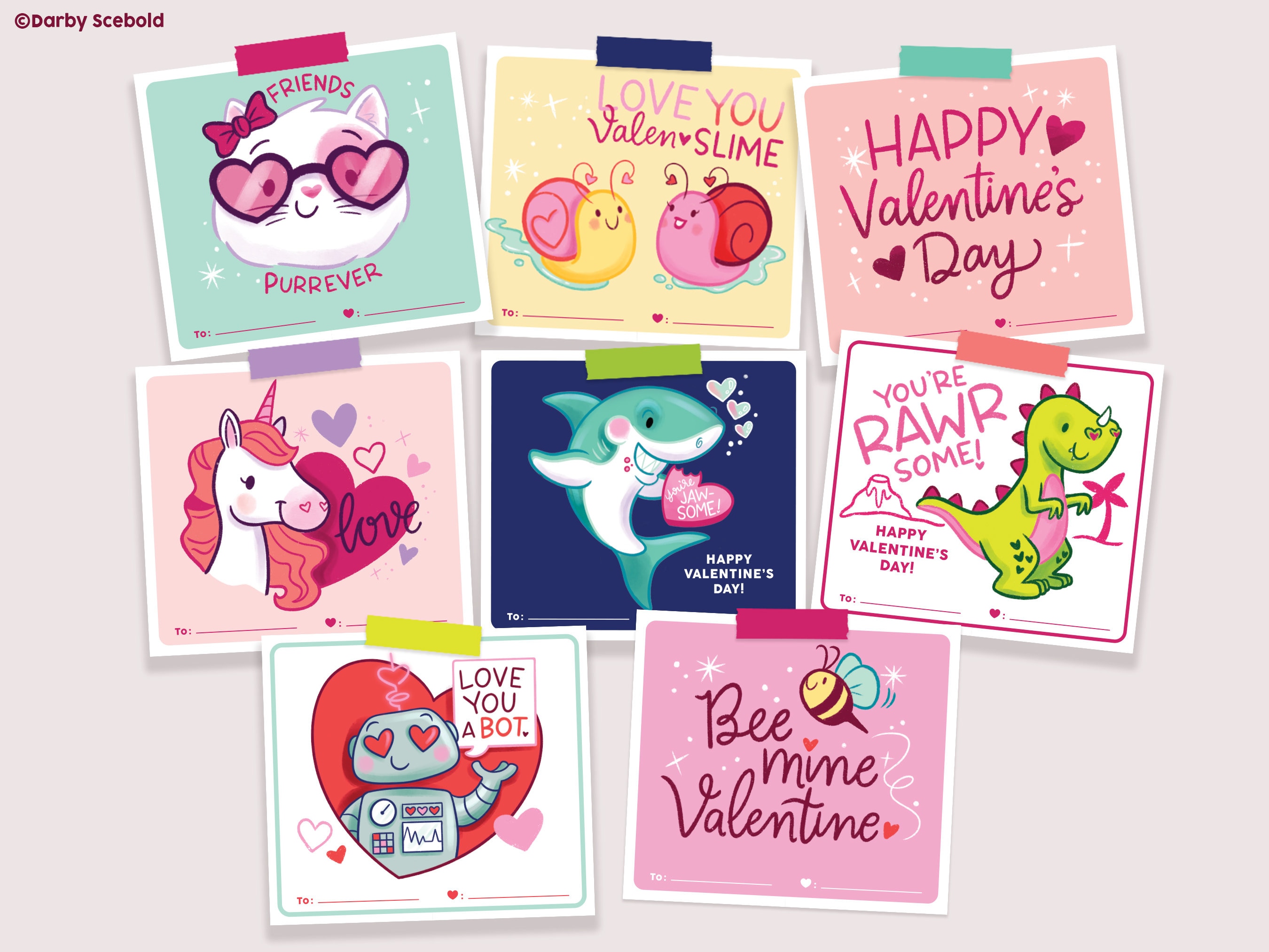 Printable Valentine Cards Instant Download Valentine's Day Cards ...