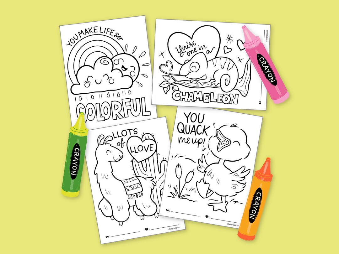 Neutral Coloring Valentines Day Cards / Printable DIY Card / Valentines ...