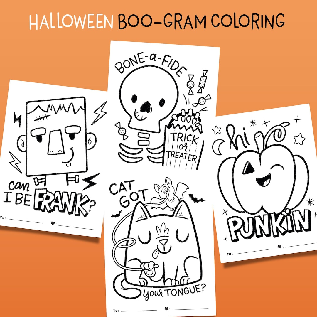 Halloween Boo-gram Mini Coloring Sheets - Etsy