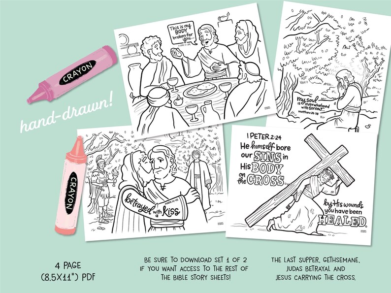 Easter Story Printable Coloring Pages | Set 2 of 2, Jesus, Risen ...