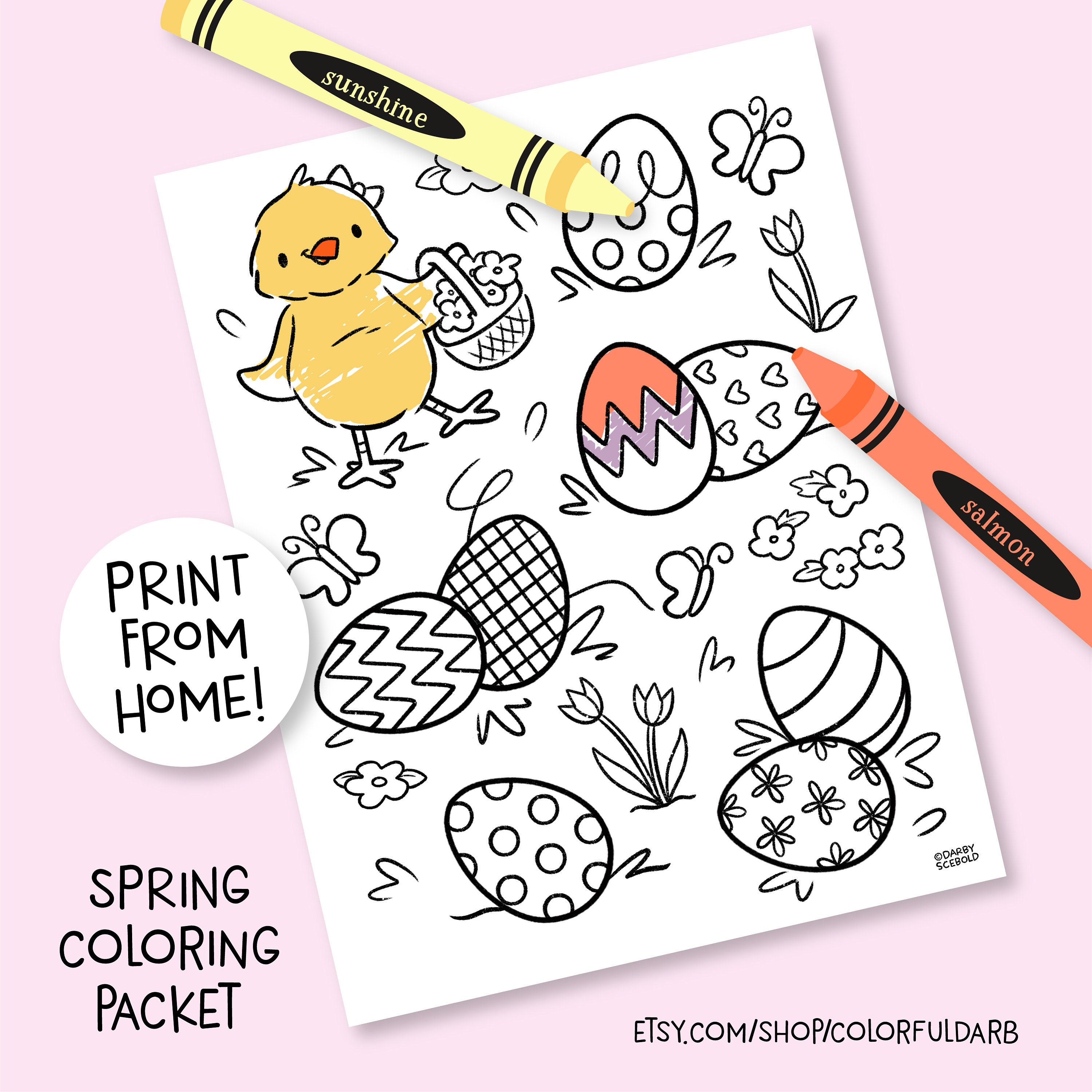 Spring/easter Bunny Printable Coloring Pages - Etsy