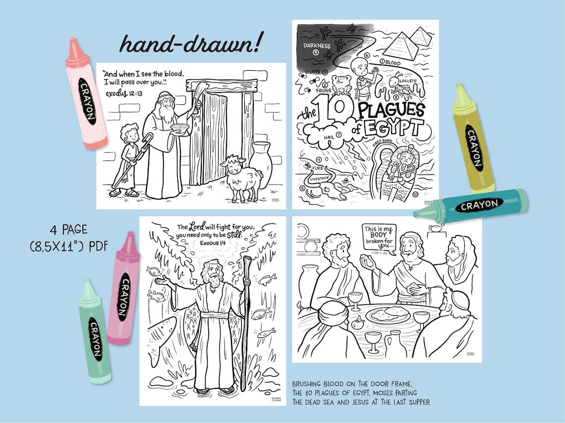 Passover Story Printable Coloring Pages | the Exodus, Moses, Jesus, the ...