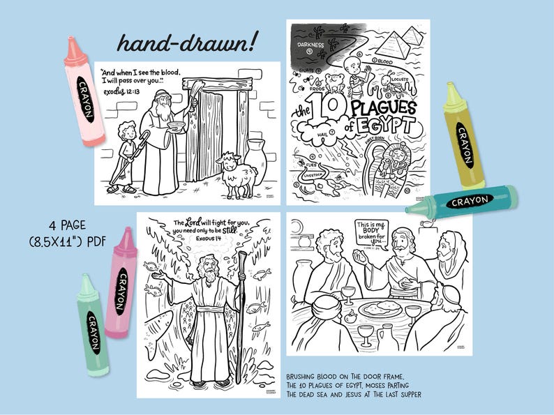 Passover Story Printable Coloring Pages | the Exodus, Moses, Jesus, the ...