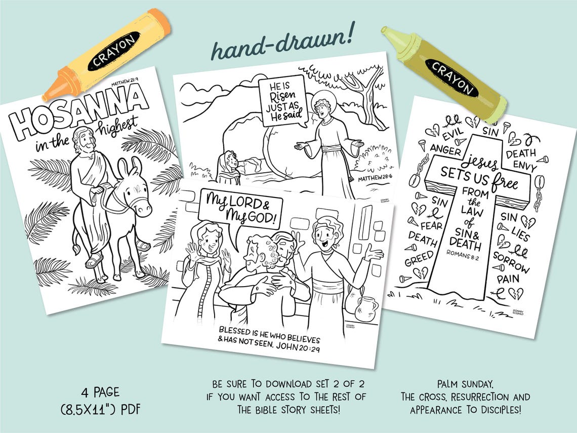 Easter Story Printable Coloring Pages | Set 1 of 2, Jesus, Risen ...
