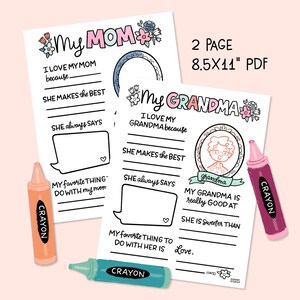 Mother's Day Fill-in-the-blank Set | Mom, Mommy, Survey, Questionnaire ...