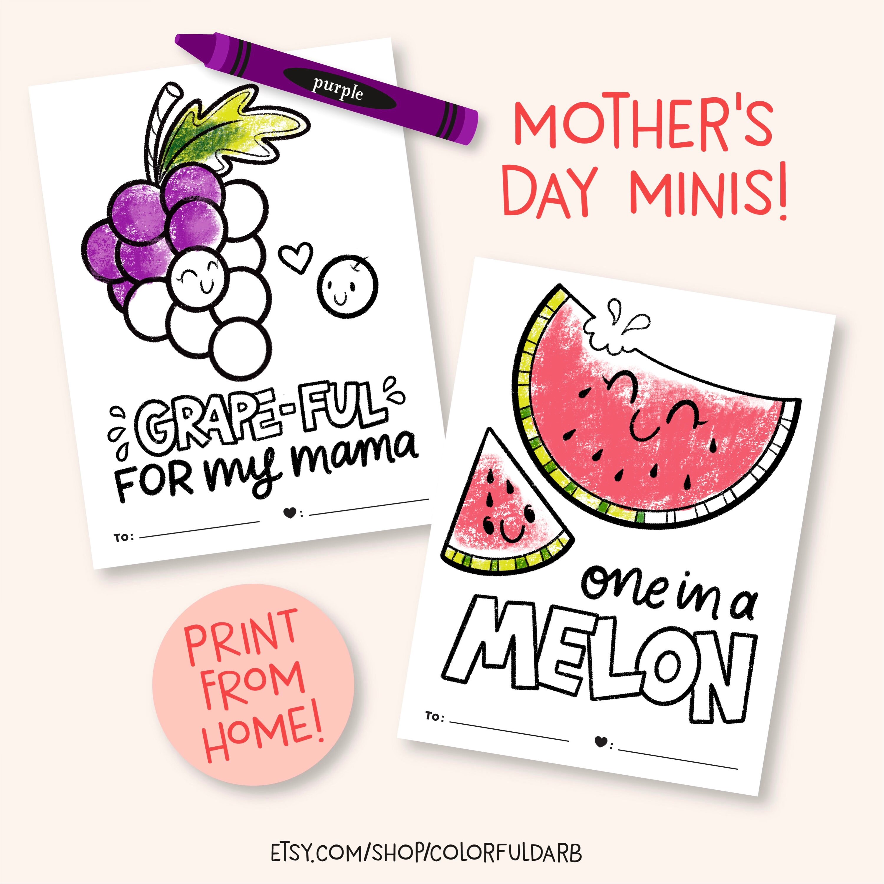 Mother's Day Mini Coloring Sheet - Etsy