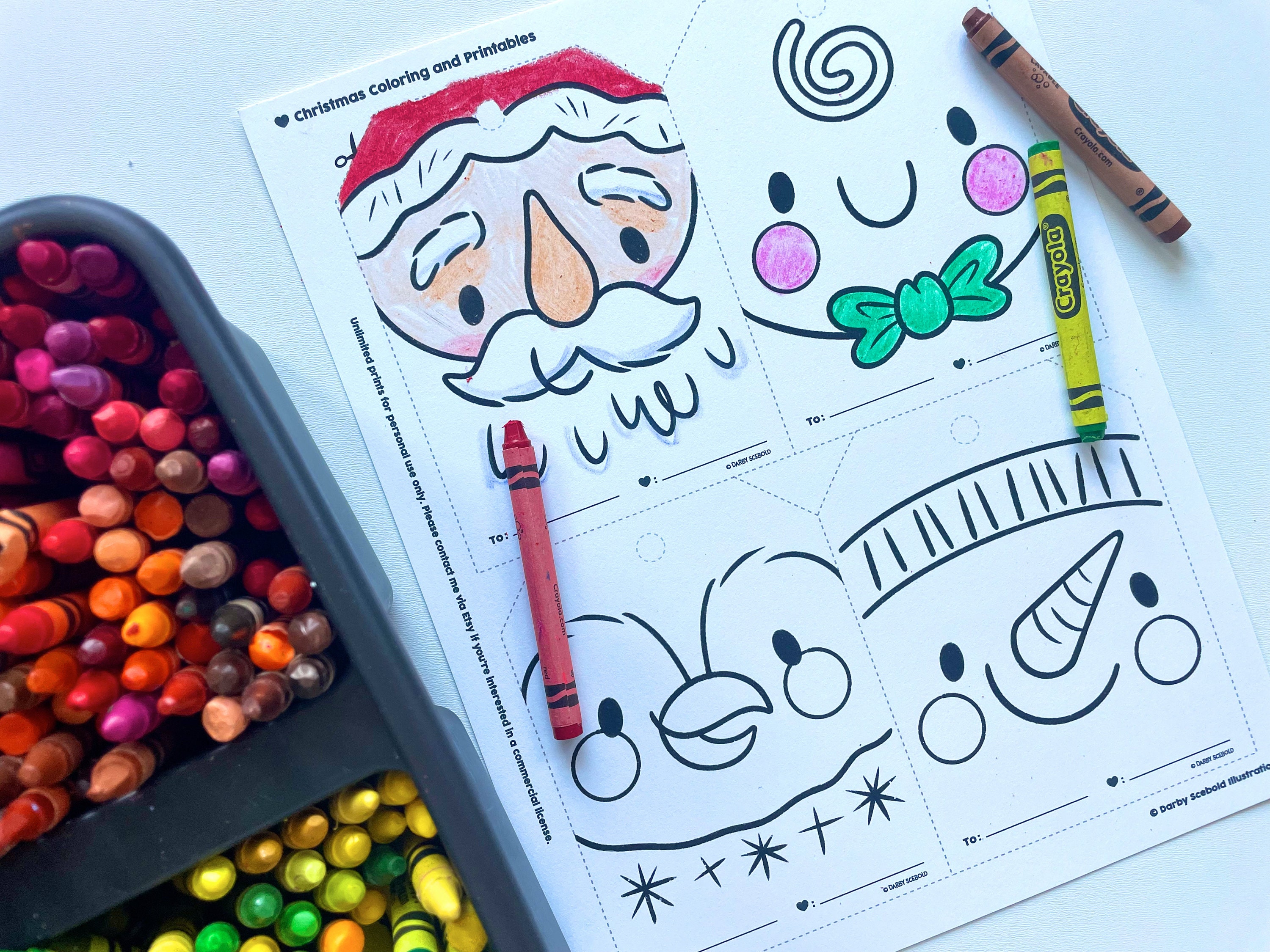 Christmas Tag Coloring Sheets - Etsy