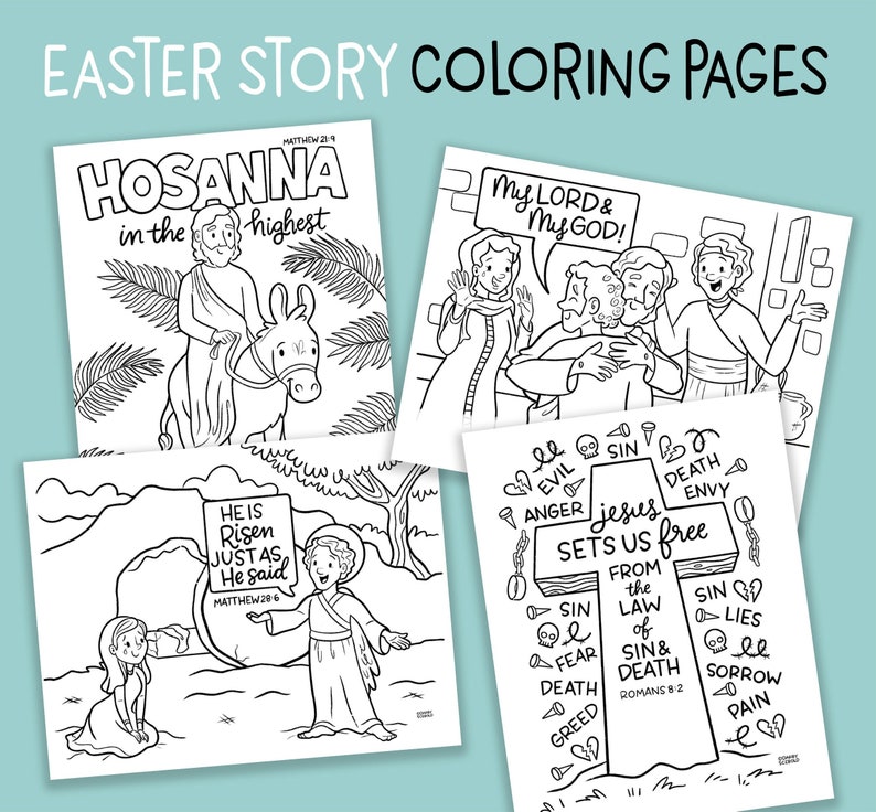 Easter Story Printable Coloring Pages - Etsy