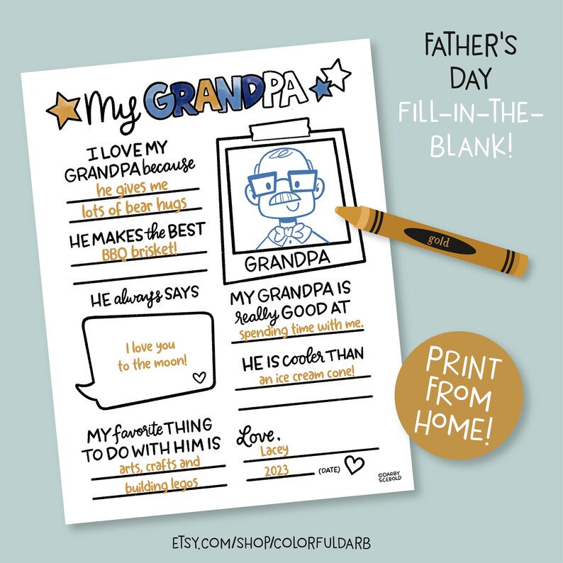 Father's Day Fill-in-the-blank Set - Etsy