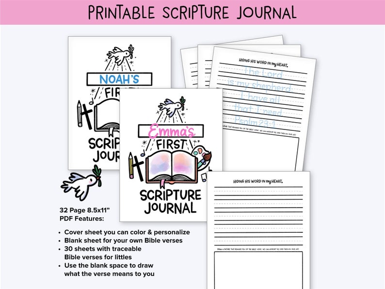 Printable Scripture Journal for Kids | Scripture Copywork, Bible Verse ...