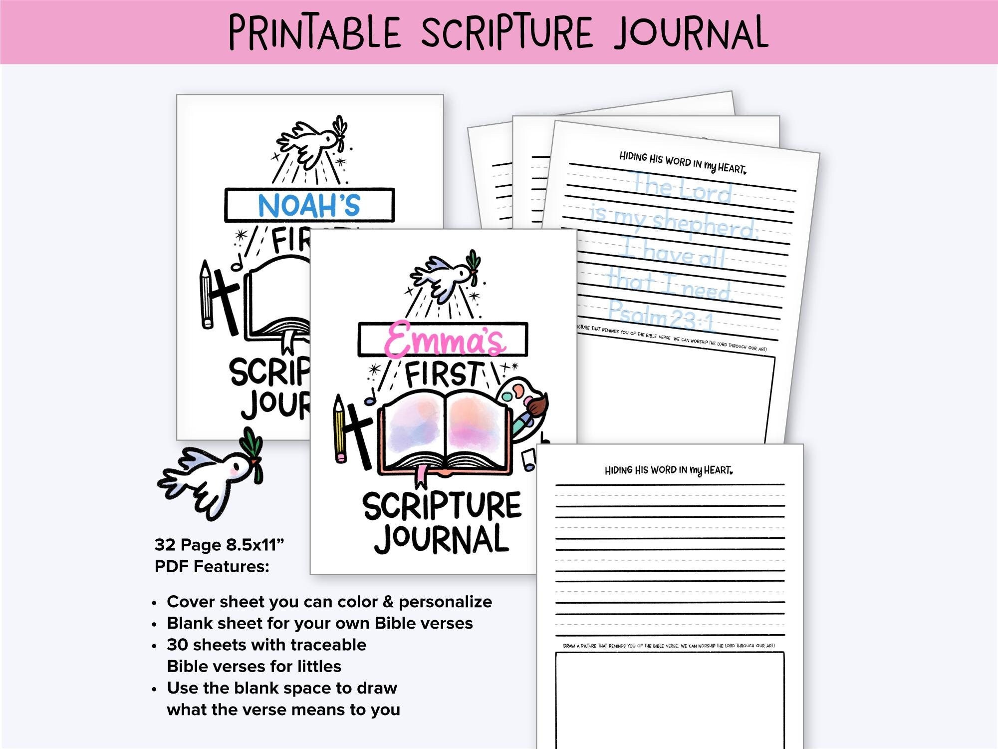 Printable Scripture Journal for Kids | Scripture Copywork, Bible Verse ...