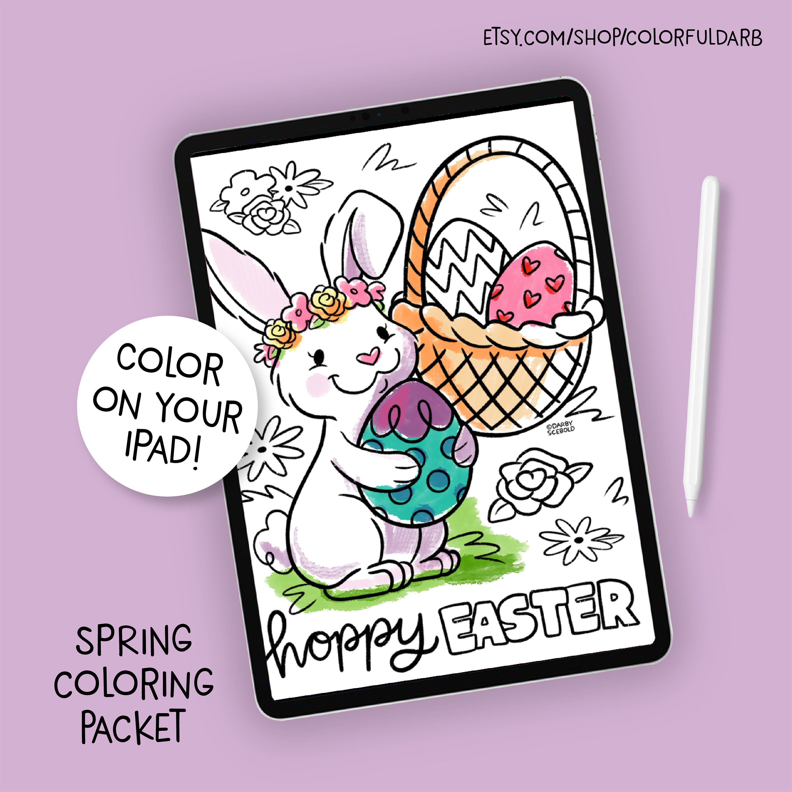 Spring/easter Bunny Printable Coloring Pages - Etsy