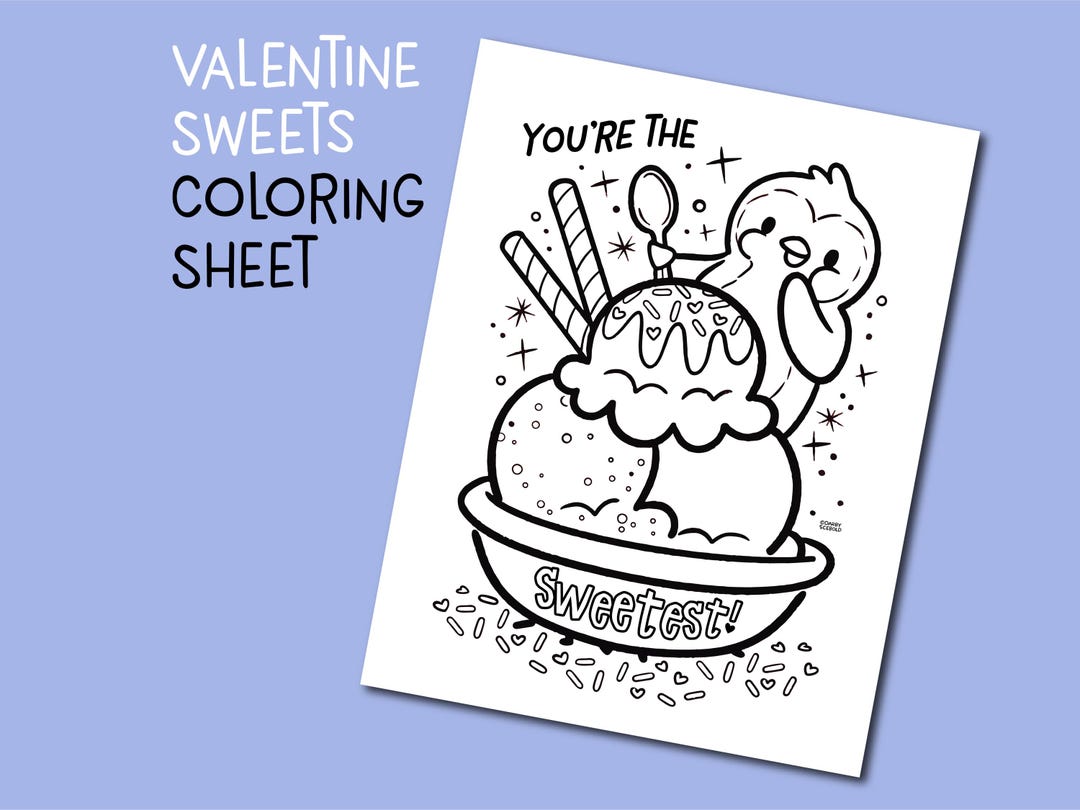 Valentine Sweets Coloring Sheet, Instant Download, Printable, Sweet ...